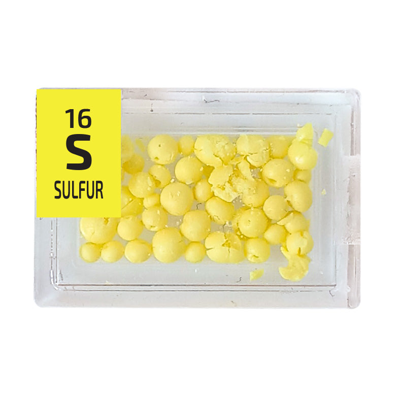 Sulfur Pellets Periodic Element Tile - Small | The Periodic Element Guys