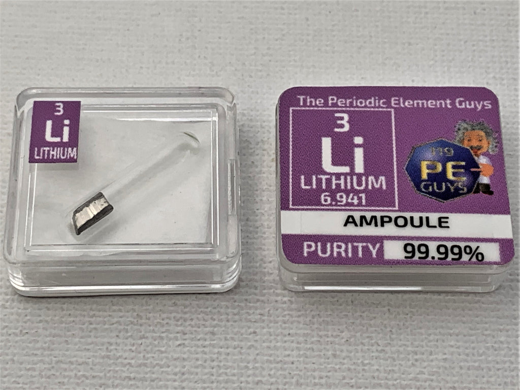 Lithium Metal in Glass ampoule under argon, Clean and Shiny 99.99% in a ...