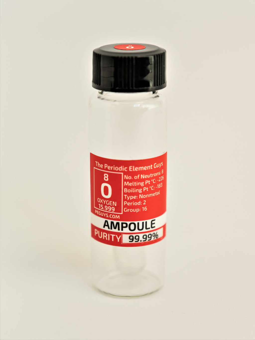Pure Oxygen gas Ampoule element 8 sample Low Pressure in labeled tall ...