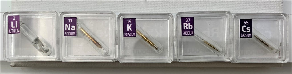 NEW Alkali Metals Glass Ampoule Metal set in Periodic Element Tiles ...