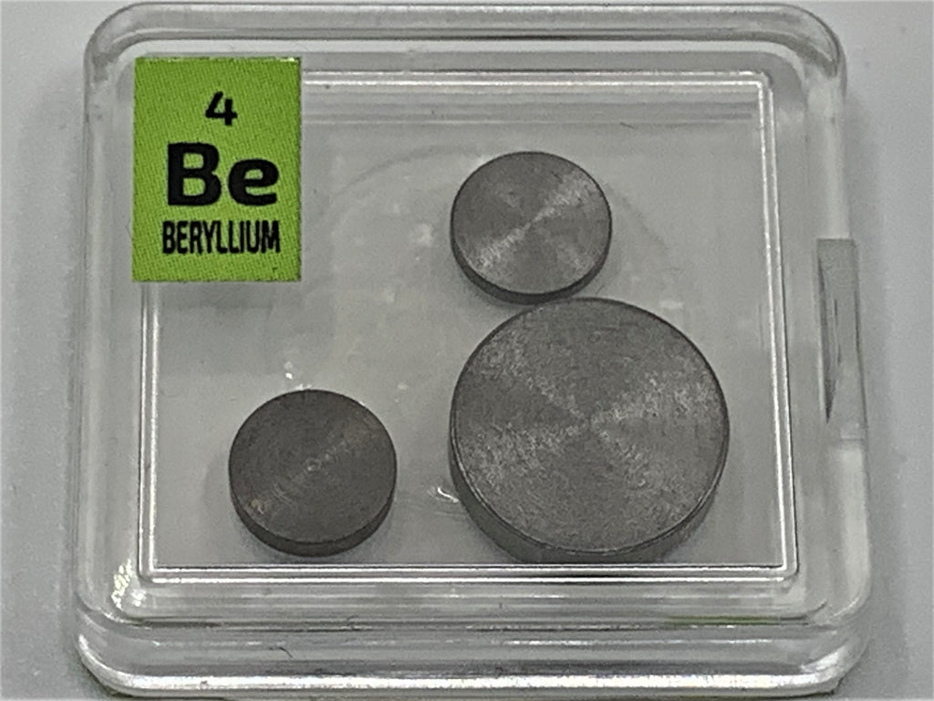 Beryllium Metal 3 x Disks 0.5 Grams + 99.9% in a Periodic Element Tile ...